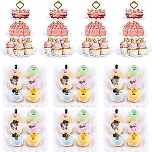 10 Pieces Cupcake Stand Set 4 Pcs 3 Tier Cake Stands Cupcake Tower Display Holder Cup Cake Tree Tower and 6 Pcs Appetizer Dessert Trays Table Set for Wedding Birthday Baby Shower Tea Party Decorations