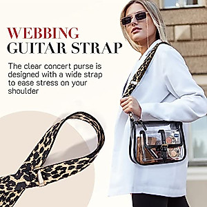 Missnine Clear Bag Stadium Approved PVC Crossbody Purse for Women Transparent Shoulder Bag with Guitar Strap for Concert Sports