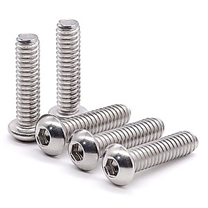 M6-1.0 x 25mm (30 pcs) Button Head Socket Cap Screws Bolts, 18/8 Stainless Steel 304, Fully Threaded, Machine Coarse Thread, Allen Hex Drive