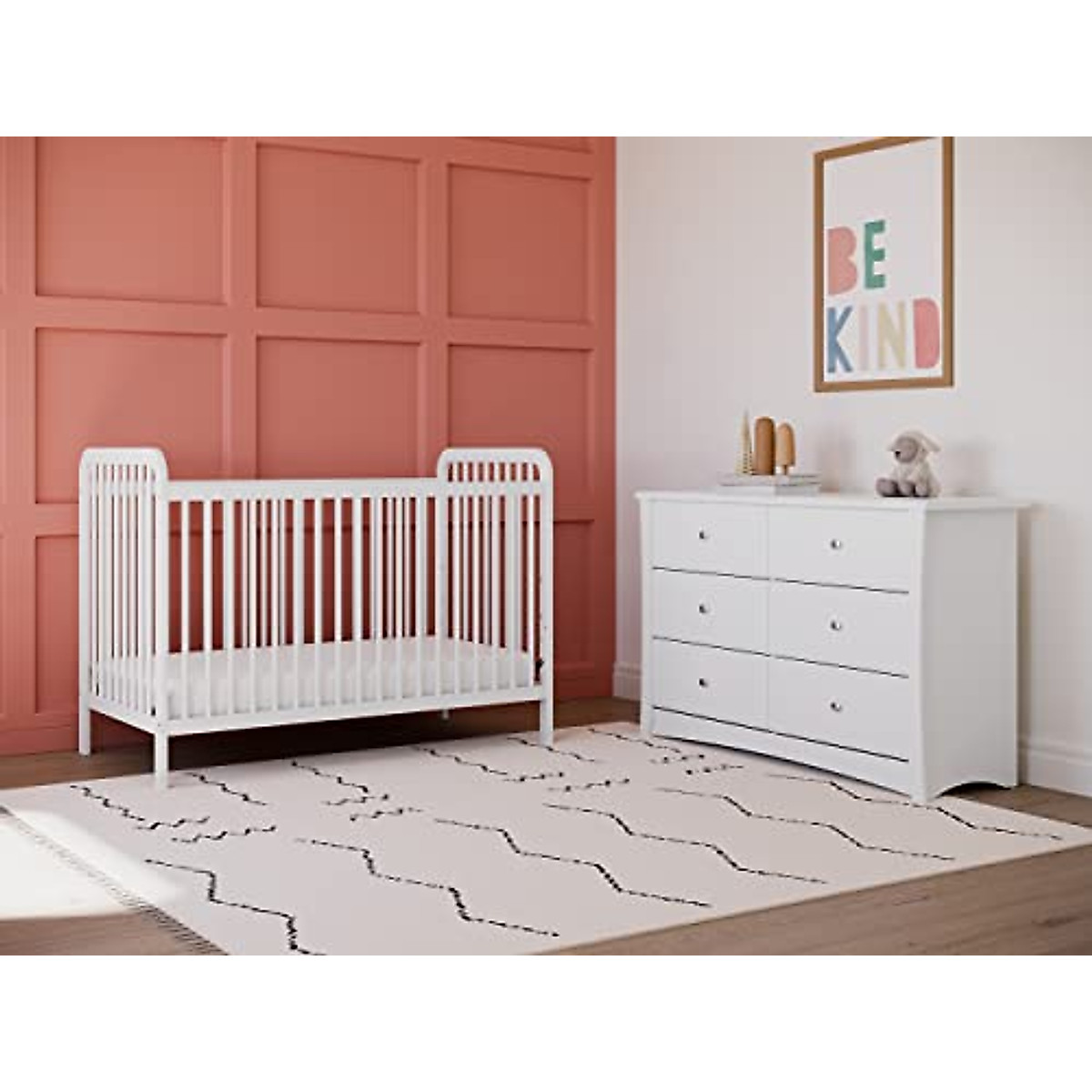 Storkcraft Crescent 6 Drawer Double Dresser (White) – Dresser for Kids Bedroom, Nursery Dresser Organizer, Chest of Drawers for Bedroom with 6 Drawers, Universal Design for Children’s Bed