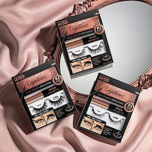 KISS Magnetic, False Eyelashes, Charm', 12 mm, Includes 1 Pair Of Magnetic Lashes, Magnetic Lash Eyeliner, Contact Lens Friendly, Easy to Apply, Reusable Strip Lashes