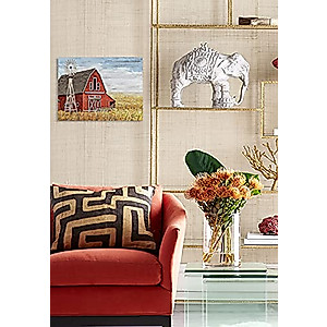 B BLINGBLING Barn Picture Canvas Wall Art: Old Rustic Red Barn Windmills Art Print Themed Decor for Home Decorations Framed Farmhouse Wall Decor Painting for Bathroom Kitchen 16"x12"