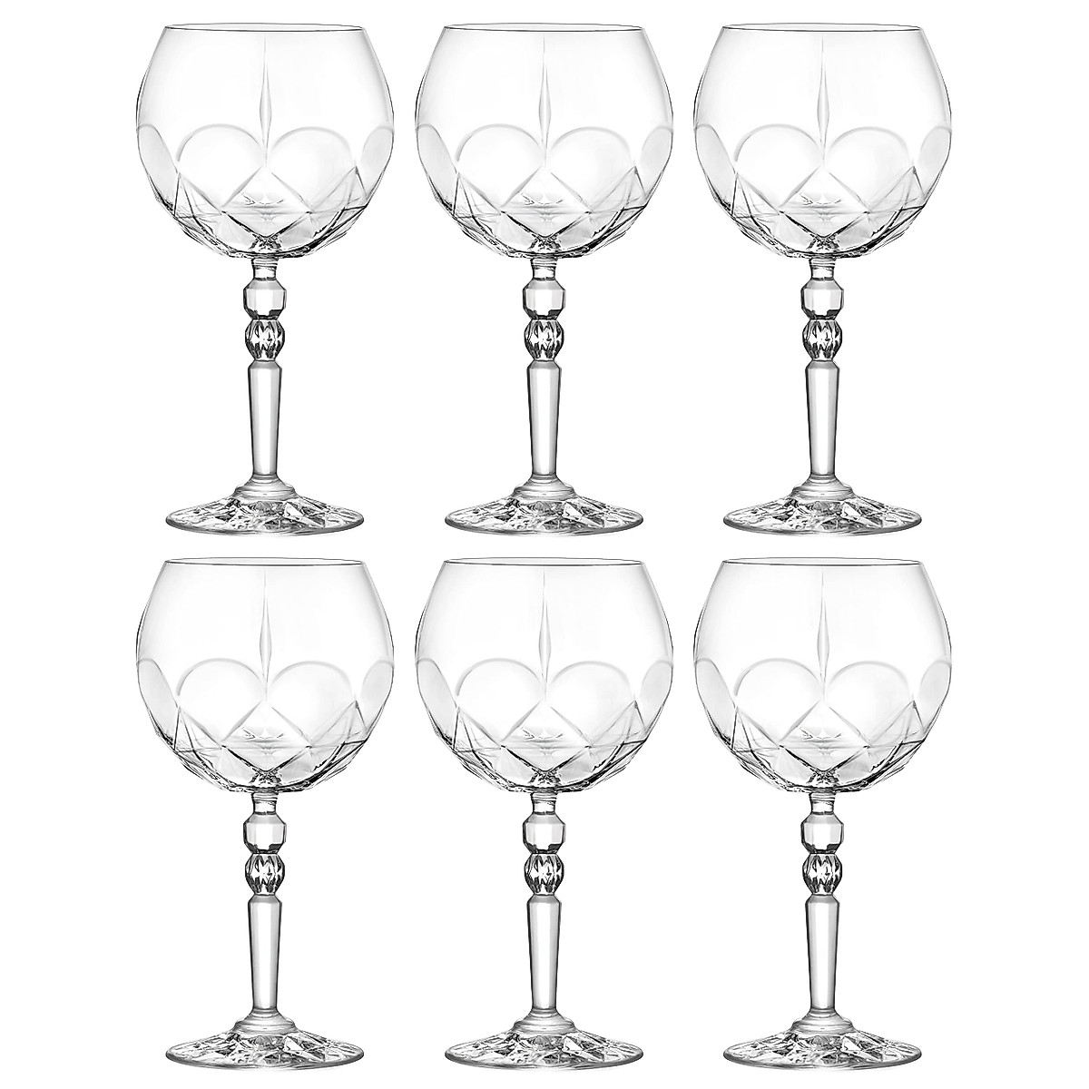 Barski Gin Tonic Glass - Wine Glass - Cocktail - Coupe - Goblet Glass - Set of 6 Crystal Glasses - Glass - Beautifully Designed Goblets - Each Glass is 19.4 oz Made in Europe