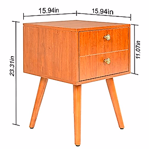 ODIKA Nightstand with Drawer/Bedside Table/End Table/Accent Table/Brown Side Table