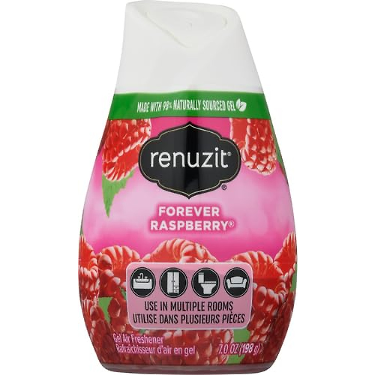 Renuzit Adjustable Solid Gel Air Freshener Cone, Forever Raspberry, Nonstop Freshness, 7 Ounces, 1 Cone
