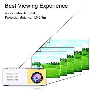 Mini Portable Projector,16:9 320×240P 1080P 1500lm Full HD Movie/Photo/Music Handheld Projector ,for Kids Gift / Home Theatre /Outdoor Travel,30000 Hours Lamp Life (US)