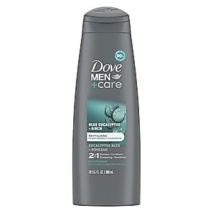 Dove Men+Care 2 in 1 Shampoo & Conditioner Eucalyptus & Birch For Healthy-Looking Hair Naturally Derived Plant Based Cleansers 12 oz