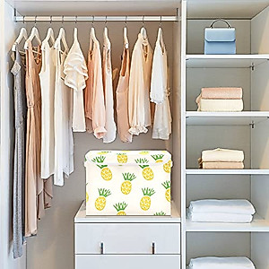 Kigai Cute Pineapple Storage Baskets for Shelves Foldable Closet Basket Storage Bins with Lid for Clothes Home Office Toys Organizers