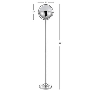 Safavieh FLL4069A Lighting Rensa Modern Globe Iron Chrome 63-inch (LED Bulb Included) Floor Lamp, Black