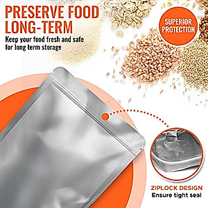 50 Mylar Bags for Food Storage with Oxygen Absorbers - 25 1 Gallon 10''x14'' - 25 1 Quarts 6''x9''- 25 500CC 25 300CC Oxygen Absorbers - 10 Mil Super Thick - Long Term Storage Vacuum Seal Ziploc