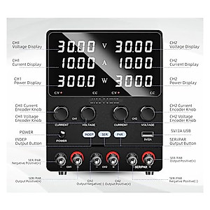 30V10A DC Dual-Channel Power Supply Adjustable Variable Multiple Output Regulated Series Parallel Connection 60V(SPS305-2KD 30V5A,110V)