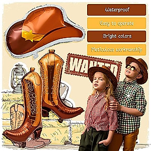 Wettarn 8 Pcs Western Themed Party Balloons Include 4 Pcs Cowgirl Boot Balloons and 4 Pcs Cowgirl Hat Foil Balloon, Bachelorette Party Decorations for Western Themed Birthday Party