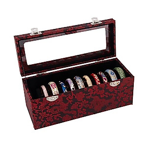 UJOY Random Pack Colors Enamel Jewelry Set Golden Flower Engraved 10 PCS Cloisonne Bracelets in a Box
