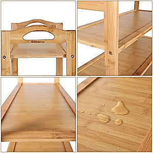 SONGMICS Bamboo Entryway Shoe Shelf Storage Organizer, Ideal for Hallway Bathroom Garden, 6-tier, Fresh Maple