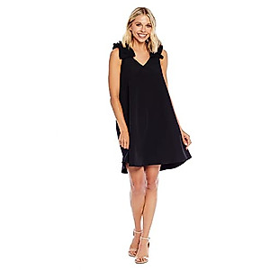 Mud Pie baby girls Women's Mud Pie Cece Women s Sleeveless Ruffle Dress, Black, Medium US