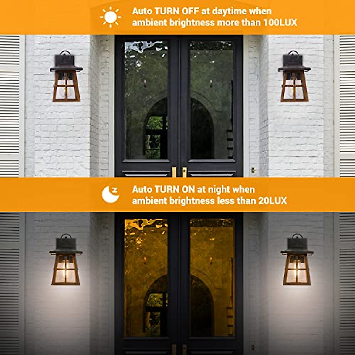 Qingmiao Dusk to Dawn Sensor Wall Light Outdoor Porch Light Wall Lantern Waterproof Outdoor Light Fixture Exterior Wall Sconce