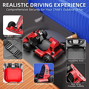 KORIMEFA Go Kart for Kids Go Carts for Kids Ages 4-8 Kids Pedal Go Kart Big Wheels for Kids Boys Girls with Bluetooth/Fm Adjustable& Remote Control