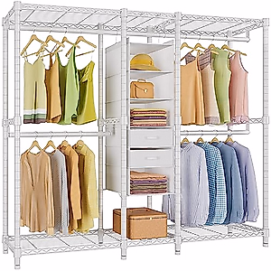 VIPEK V6E Heavy Duty Clothes Rack Large Garment Rack for Hanging Clothes, Portable Clothing Rack Metal Freestanding Closet Wardrobe System with Hanging Closet Organizer, Max Load 780 LBS, White