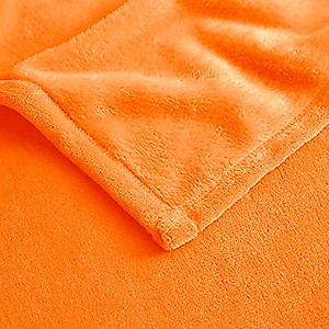 EXQ Home Fleece Blanket Orange Throw Blanket for Couch or Bed - Microfiber Fuzzy Flannel Blanket for Adults or Kids