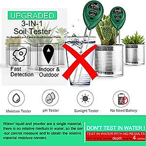 Soil Moisture Meter, HSLGOVE 3 in 1 Soil Ph Meter/Sunlihgt/Plant Moisture Meter for House Plants & Outdoor Gardening, Farming Plants Care(No Battery Required)