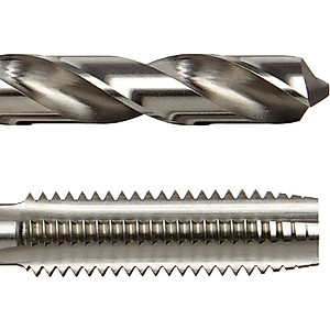 Chicago Latrobe 52580 HT18 High-Speed Steel Jobber Length Drill Bit and Hand Tap Set with Metal Case, Uncoated (Bright) Finish, Wire Size, Letter, Inch, 18-Piece, #6-32 to 1/2"-13 Tap Sizes