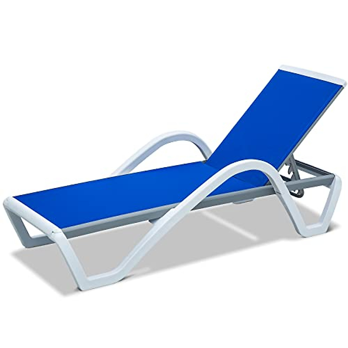 domi outdoor living Patio Chaise Lounge Adjustable Aluminum Pool Lounge Chairs with Arm All Weather Pool Chairs for Outside,in-Pool,Lawn (Blue)