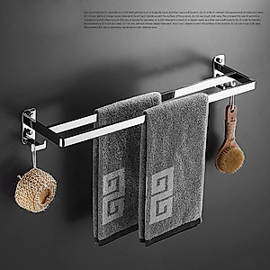 Wall Mounted Thick Towel Rail Extension Bathroom Pendant Bath Towel Shelves Towel Rack Double Rod 304 Stainless Steel Bathroom Towel Shelf Chrome Finish Bathroom Accessories