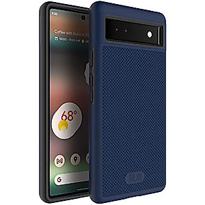 TUDIA DualShield Grip Designed for Google Pixel 6a Case (2022), [MergeGrip] Shockproof Military Grade Dual Layer Slim Raised Edge Protection for Pixel 6a - Indigo Blue