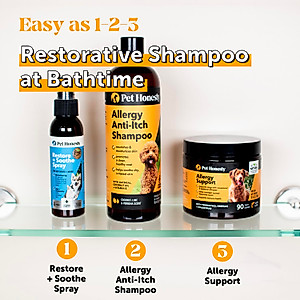 Pet Honesty Dog Allergy Relief Shampoo for Dogs and Cats - Dog Skin and Coat Supplement, Itch Relief for Dogs, Moisturizing and Hydrating Coconut Oil + Vitamin E, Deodorizing Coat (16 oz)