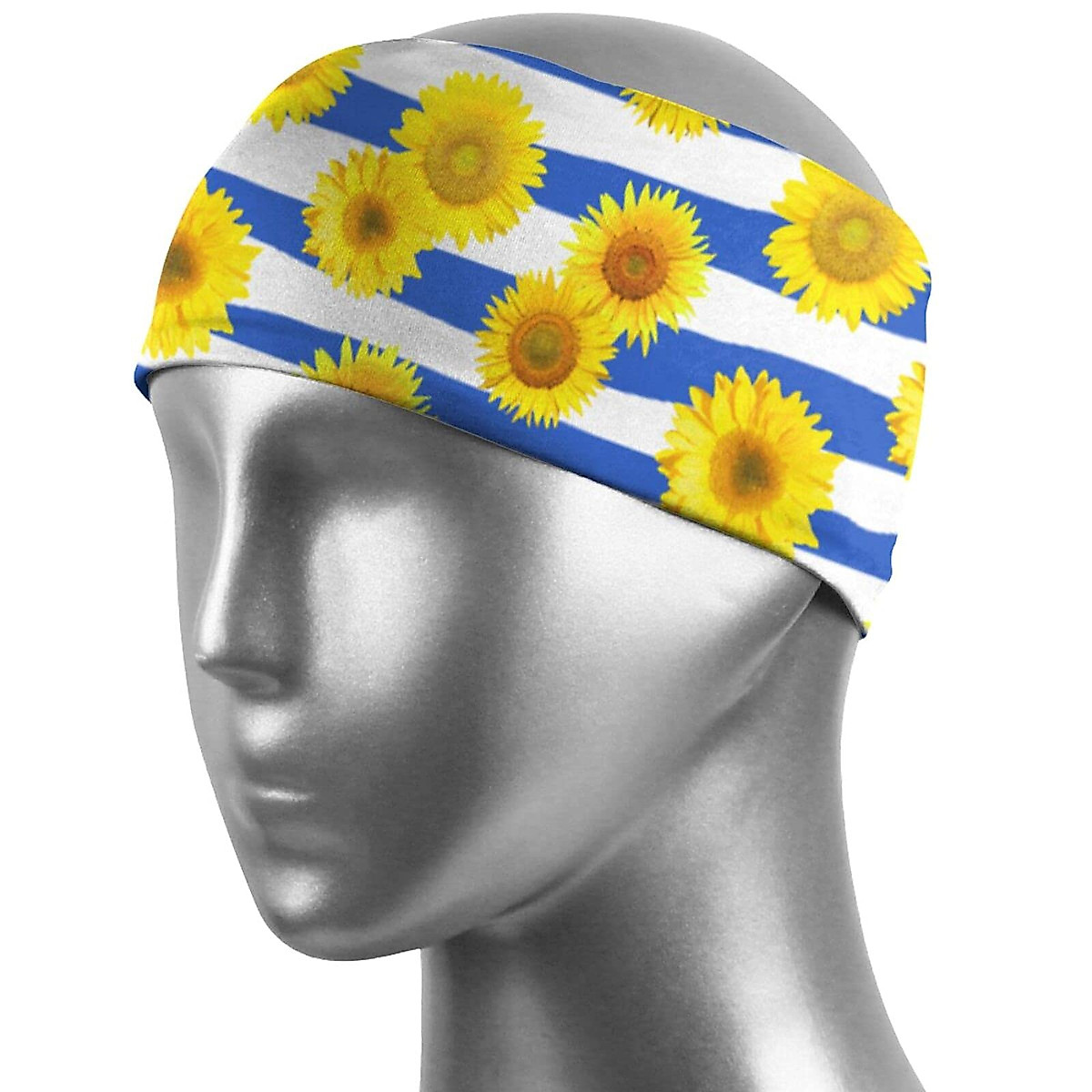 Docsckus Unisex Wide Elastic Headbands, Stretch Non Slip Turban, Sweat Wicking Hair Bands Wrap for Yoga Running Sports Workout Sunflower