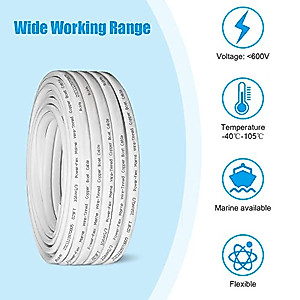 Kimbluth 10 Gauge Triplex Marine Wire Tinned Copper Boat Cable, 30ft 10 AWG Standard USA OFC Oxygen Free Copper Wire for Automotive Boat Speakers Solar Outdoors
