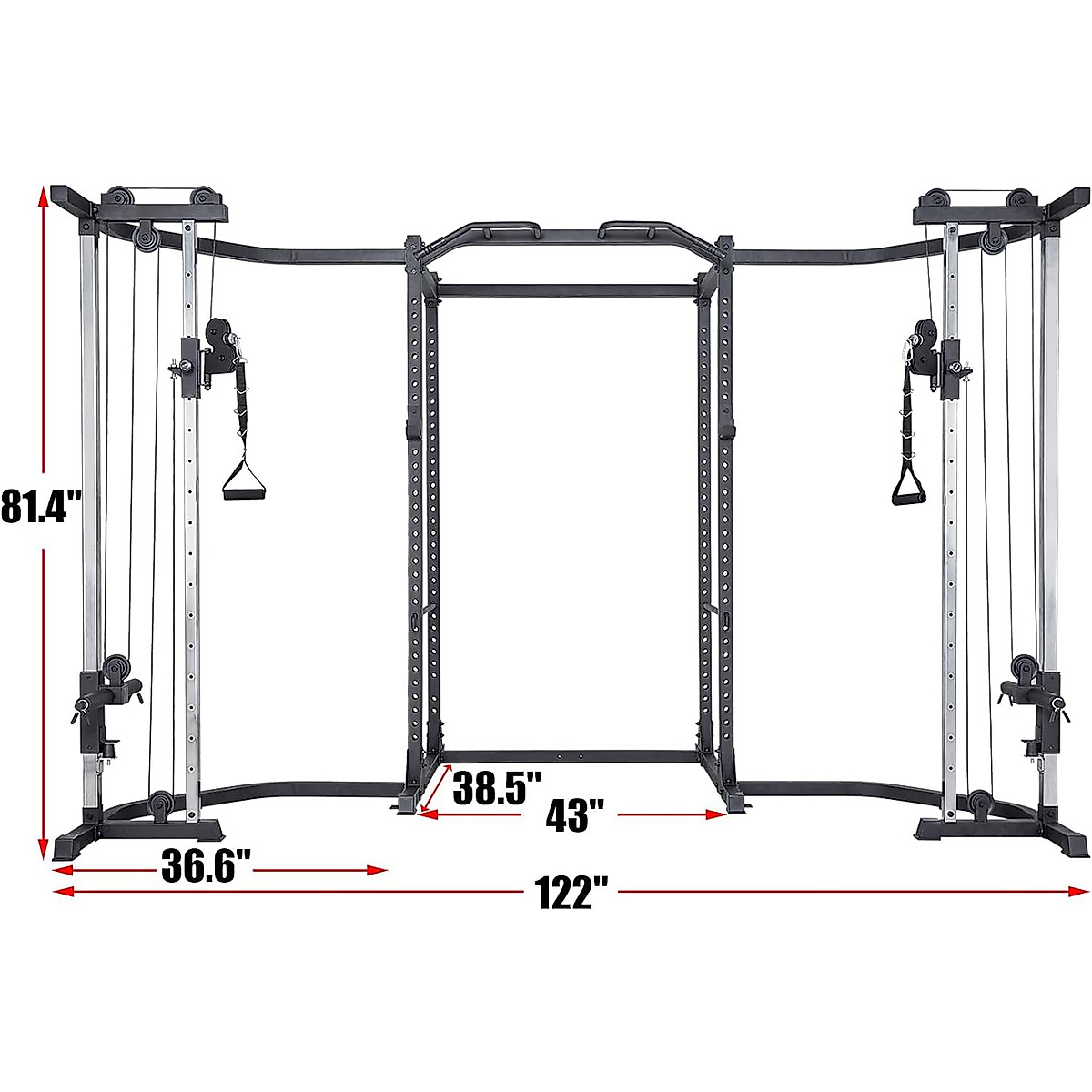 fissfire Power Cage with Cable Crossover Home Gym 1200lbs Workout Equipment Pulley System Gym Squat Rack