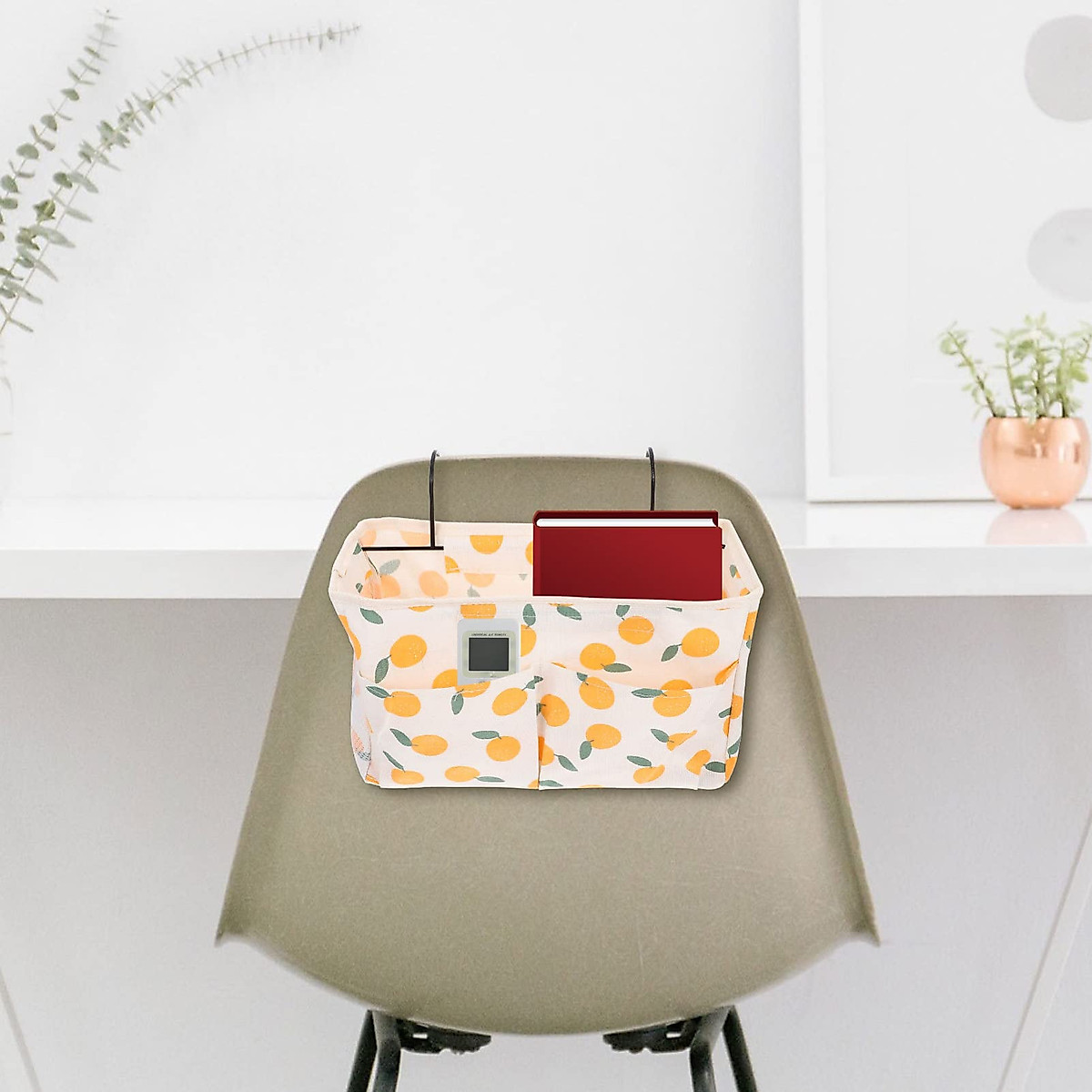 ARTIBETTER Fruit Hanging Basket Orange Bedside Cotton Linen Hanging Storage Bag Bed Storage Pocket Organizer Pouch Diaper Stacker for Bed Crib Craddle Baby Clothes Organizer Storage Bed Frame