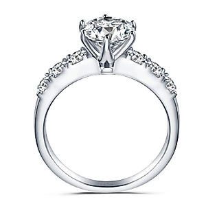 Atylyk Total 3.2cttw Center 2CT Moissanite Engagement Ring Wedding Promise Gold-plating Sterling Silver Rings for Women,Size 6.5