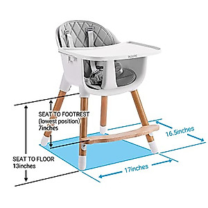 IKARE Wooden Natural Baby High Chair W/Removable Tray & Safety Harness, 3-in-1 Infant Highchair/Booster/Kid Chair | Grows with Your Child | Adjustable Legs | Modern Wood Design (Gray)