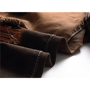 Men's Retro Tied Dyed Jeans Ripped Stretch Printed Slim Fit Denim Pants Vintage Straight Washed Distressed Jean (Orange,34)