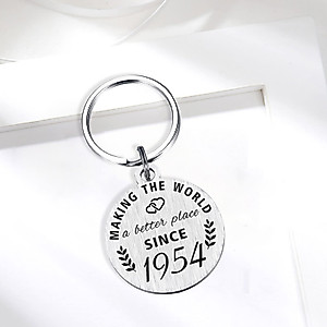 ABNTY 70th Birthday Gifts for Women Men, 70 Year Old Birthday Keychain, Born in 1954 Gifts, 1954 Birthday Decorations