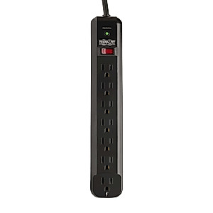 Tripp Lite 7 Outlet Surge Protector Power Strip, Extra Long 12ft Cord, Black, & Dollar 25,000 Insurance (TLP712B)