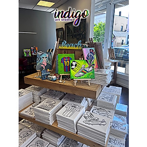 INDIGO ART STUDIO Pre Drawn Canvas Painting for Kids | Stretched & Stenciled | Art Activity Summer Camps | Custom Mermaid Theme Coloring | DIY Birthday Gift & Paint with Twist Party Favor | 8x10