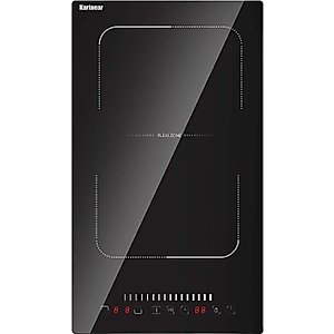 Karinear Induction Cooktop 2 Burners, 3500W 12'' Built-in Induction Stovetop with Flex Zone,Child Safety Lock, Timer, Pause, Slider Control Black Glass Electric Cooktop 220-240V Hard Wire