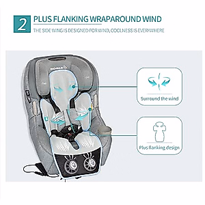 Pink Baby Seat Cooling Liner, Mesh Stroller Liner Infant Baby Cushion Pad Cool Seat for Stroller Safety Seat Dining Chair, with 2 Adjustable Fans and USB Powered