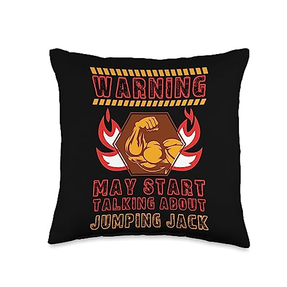 Witty Bodybuilding Exercise Healthy Lifting Jumping Jack Funny Workout Humor Gym Fitness Health Throw Pillow, 16x16, Multicolor