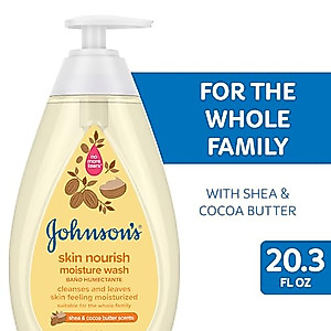 Johnson's Baby Skin Nourishing Moisture Baby Body Wash with Shea & Cocoa Butter, Hypoallergenic & Tear Free Baby Bath Wash, Paraben-, Dye-, Sulfate & Phthalate-Free, 20.3 fl. oz