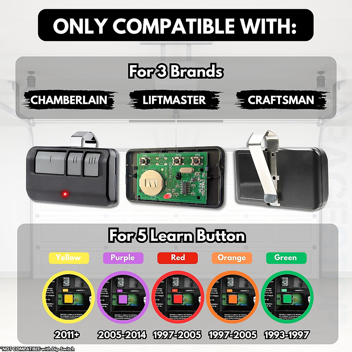 Garage Stop 2X 893LM 893Max for Chamberlain Craftsman Liftmaster Garage Door Opener Remote, 1993 to Present Gate Opener Remote, Replacement Garage Door Remote