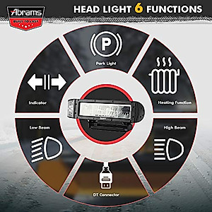 Abrams Snow Plow Lights [Heated Lens] Anti Freeze/Anti Icing Function LED Combination Head Light Kit for Heavy-Duty ATV Snow Plow, Truck Snowplow Road Side Safety Universal Snow Thrower Accessories