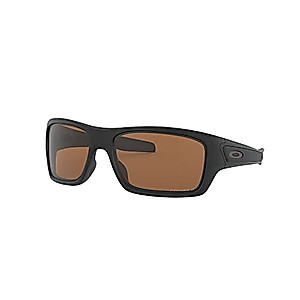 Oakley Men's OO9263 Turbine Rectangular Sunglasses, Matte Black/Prizm Tungsten Polarized, 65 mm