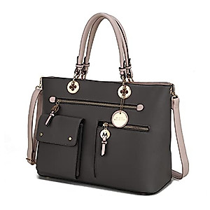 MKF Collection MKF-X675CRC-BLS Julia Multi-Pocket Satchel by Mia K. Charcoal-Blush