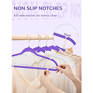 HOUSE DAY 60 Pack Plastic Hangers, Purple Hangers Extra Wide with 360°Swivel Hook, Space Saving Hangers for Bedroom Closet, Shirts, Pants, Heavy Duty Hangers Enough for Coat, Suit