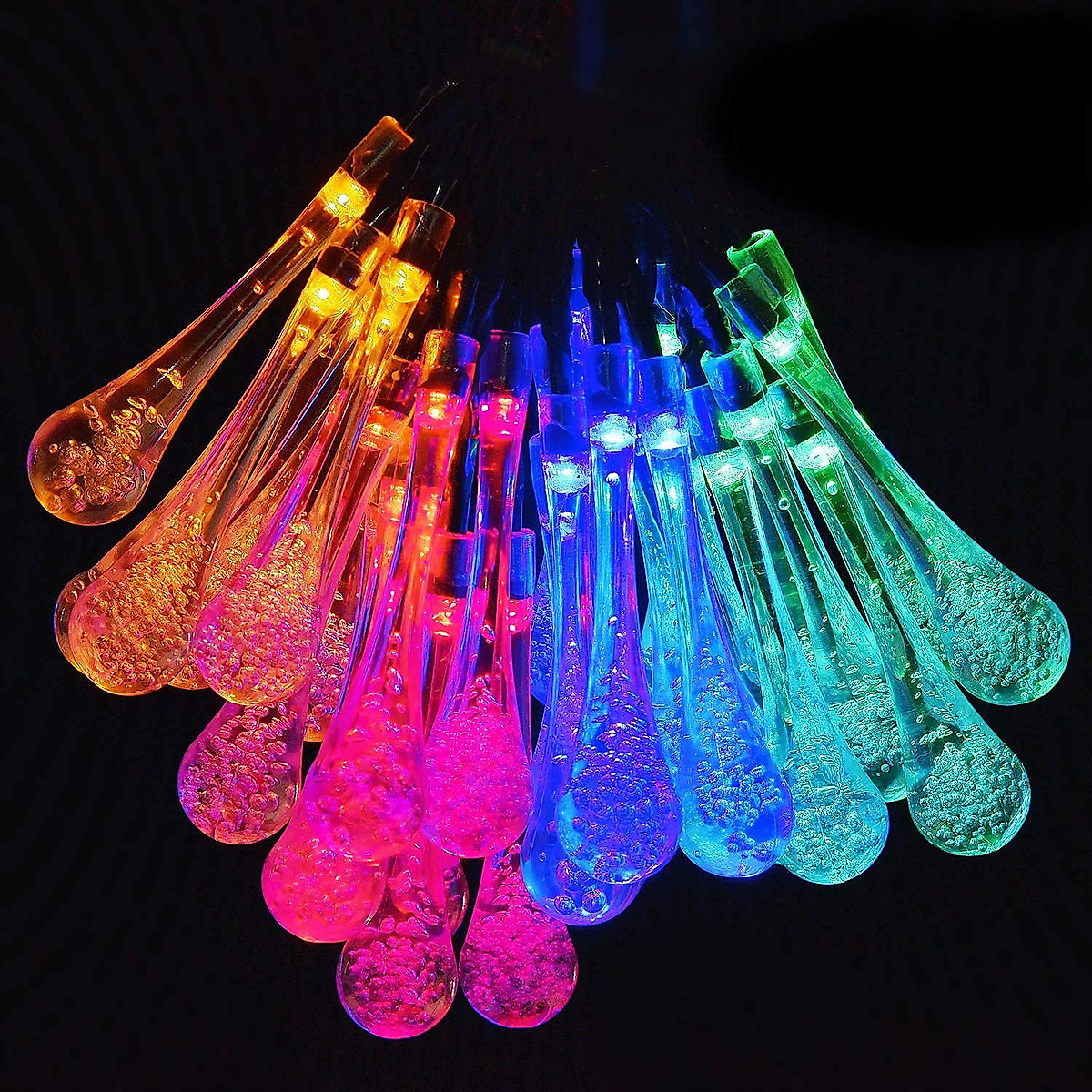 SPRKLINLIN Solar Christmas Pathway Lights Outdoor, Multicolor Waterproof Water Drop Lcicle Christmas Lights for Tree, Indoor Gardens, Patio, Yard, Room, Parties, Holiday