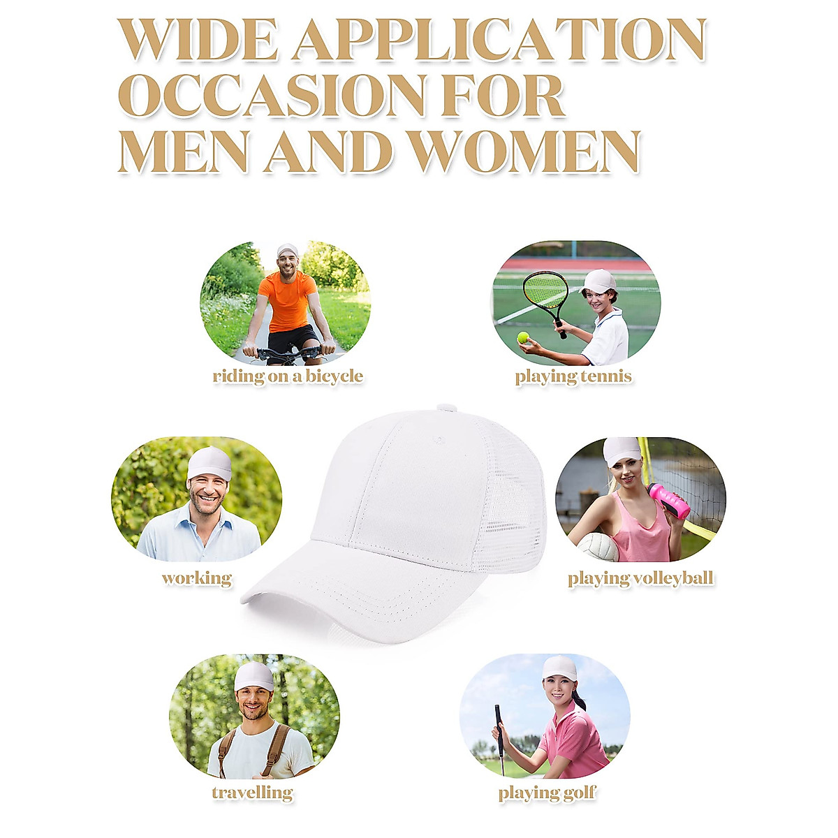 24 Pieces Mesh Trucker Hats Sport Baseball Caps Adjustable Trucker Golf Dad Hat Bulk for Unisex Men Women Teen Sports Workout (White)